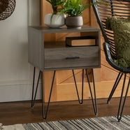 Walker Edison Modern Nightstand with Drawers and Shelves, Birch ...