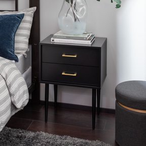 Walker Edison 2-Drawer Wood Nightstand, Mid-Century Modern, Natural ...