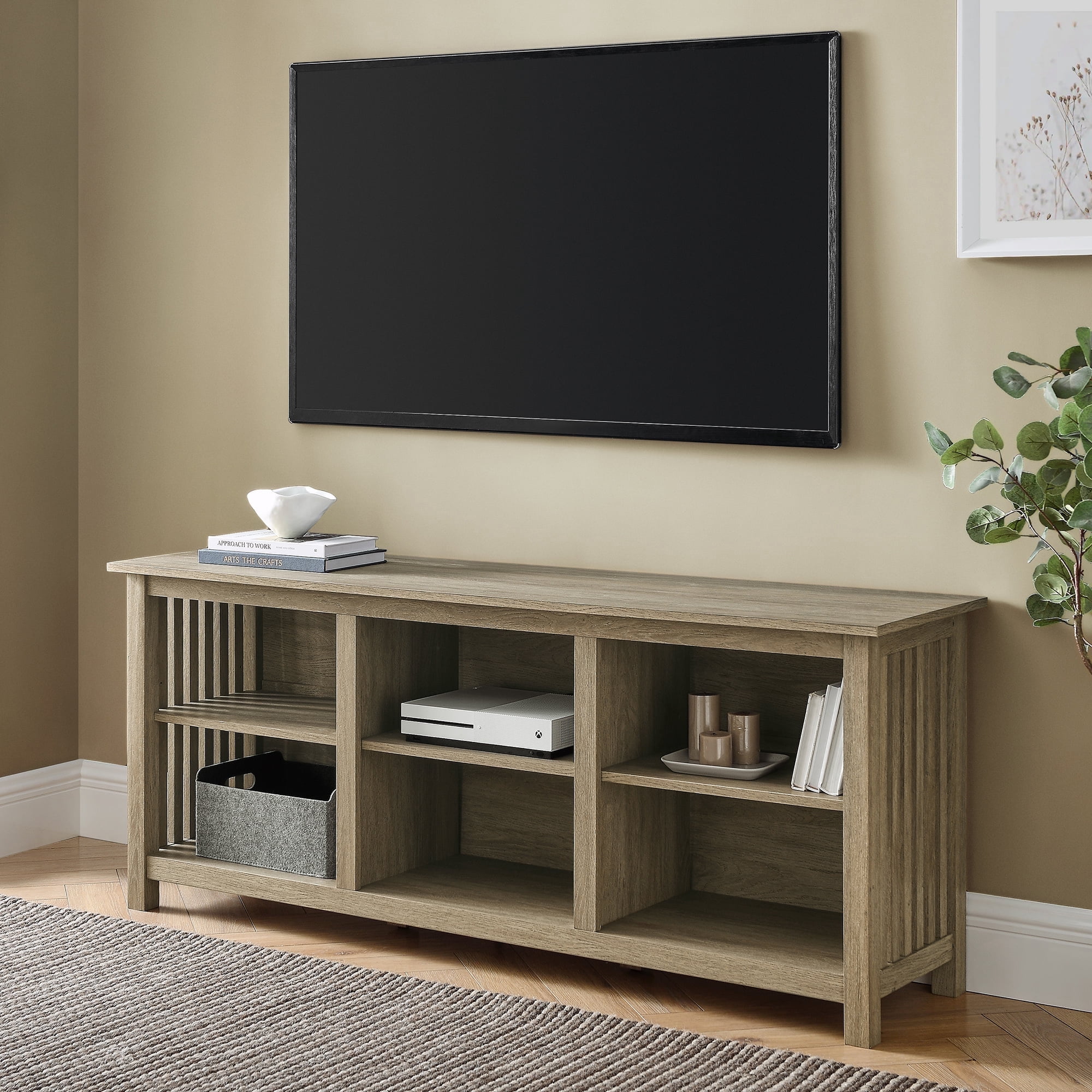 Walker Edison Mission Slatted Side TV Stand for TVs up to 65 ...