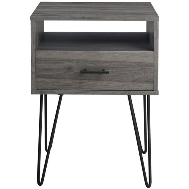 Walker Edison Modern 18" Nightstand, Slate Gray - Walmart Business Supplies