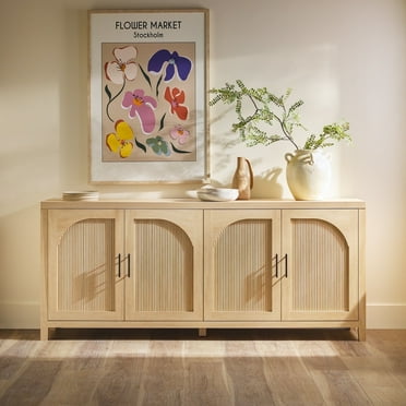 Walker Edison Modern 64" Sideboard with Rounded Edges, Coastal Oak ...