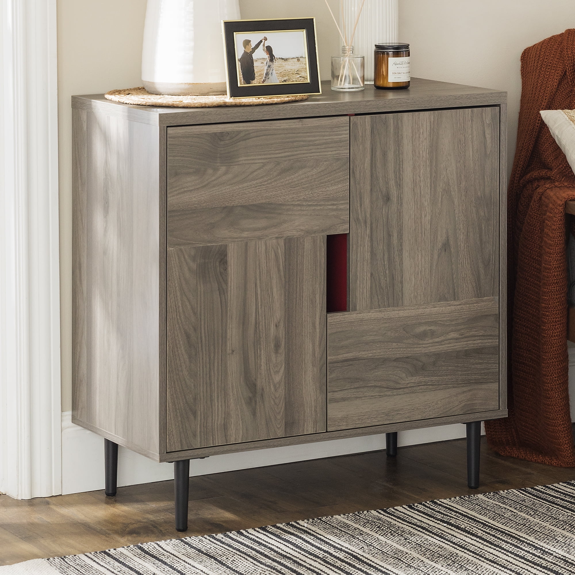 Walker Edison Modern Color Pop Accent Cabinet Slate Size 31 inch H x 30 inch Large x 16 inch W 51 lbs