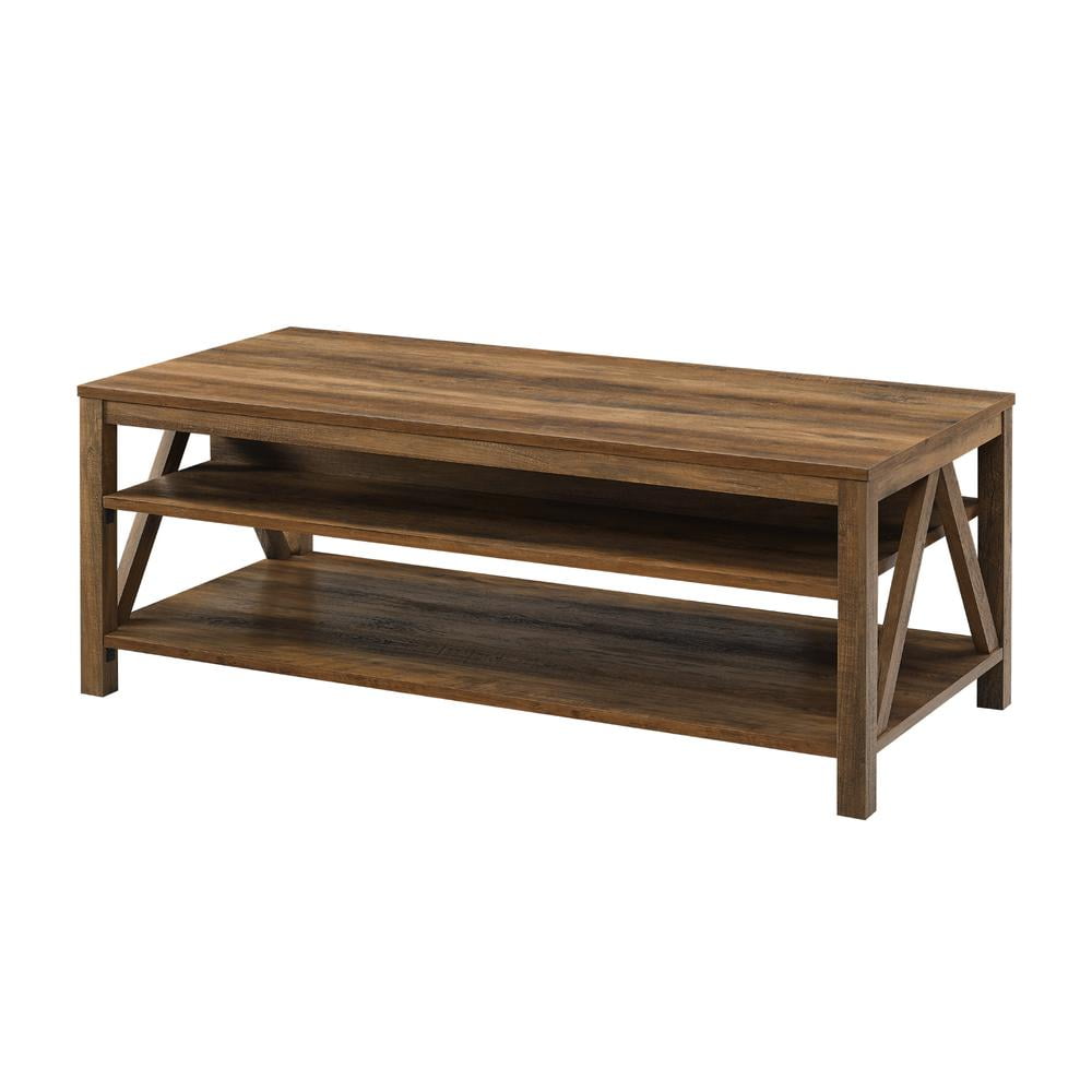 Walker Edison Modern Farmhouse A-Frame Wood Rectangle Coffee Table ...