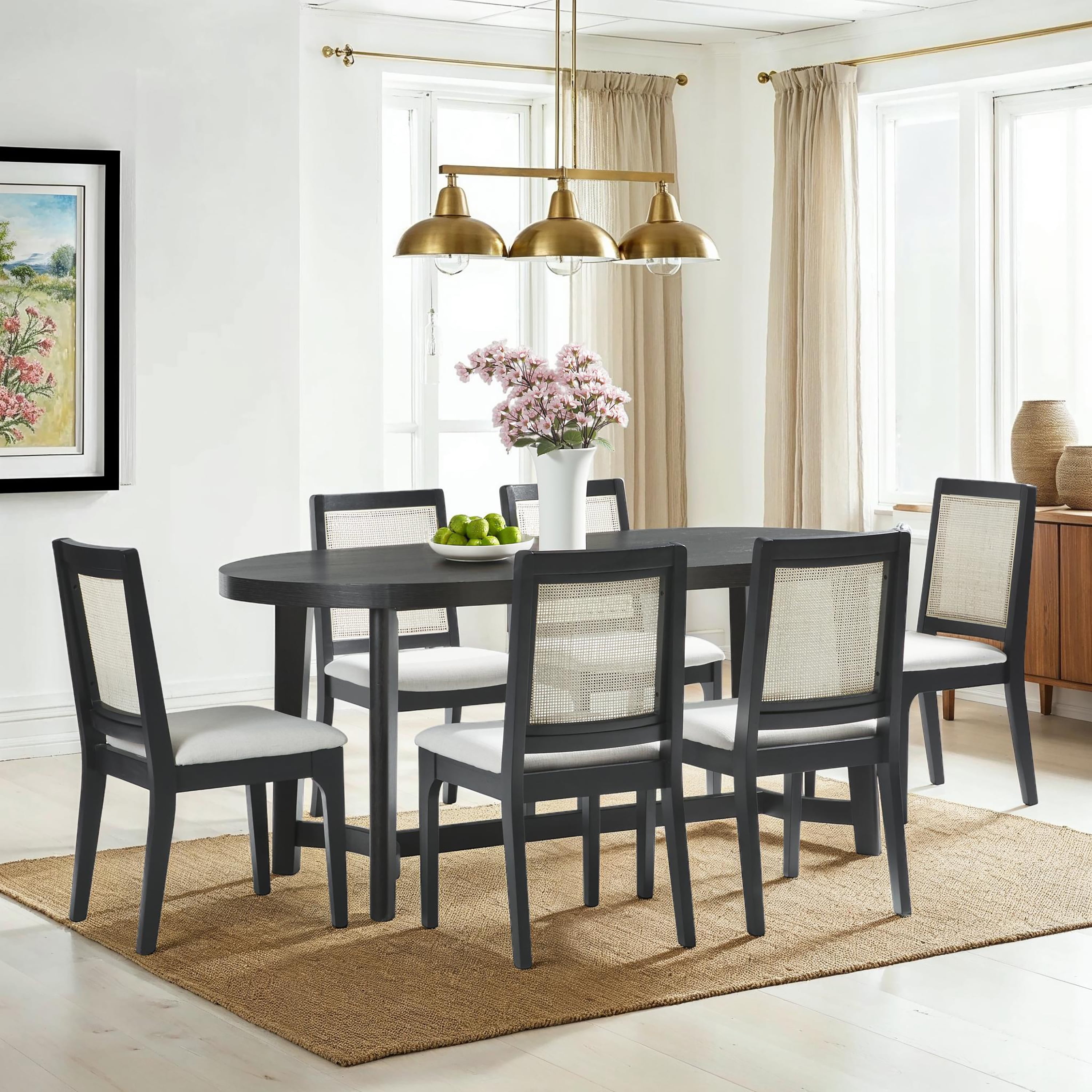 Walker Edison Modern Farmhouse Rustic Solid Oak Wood Oval Dining Table ...