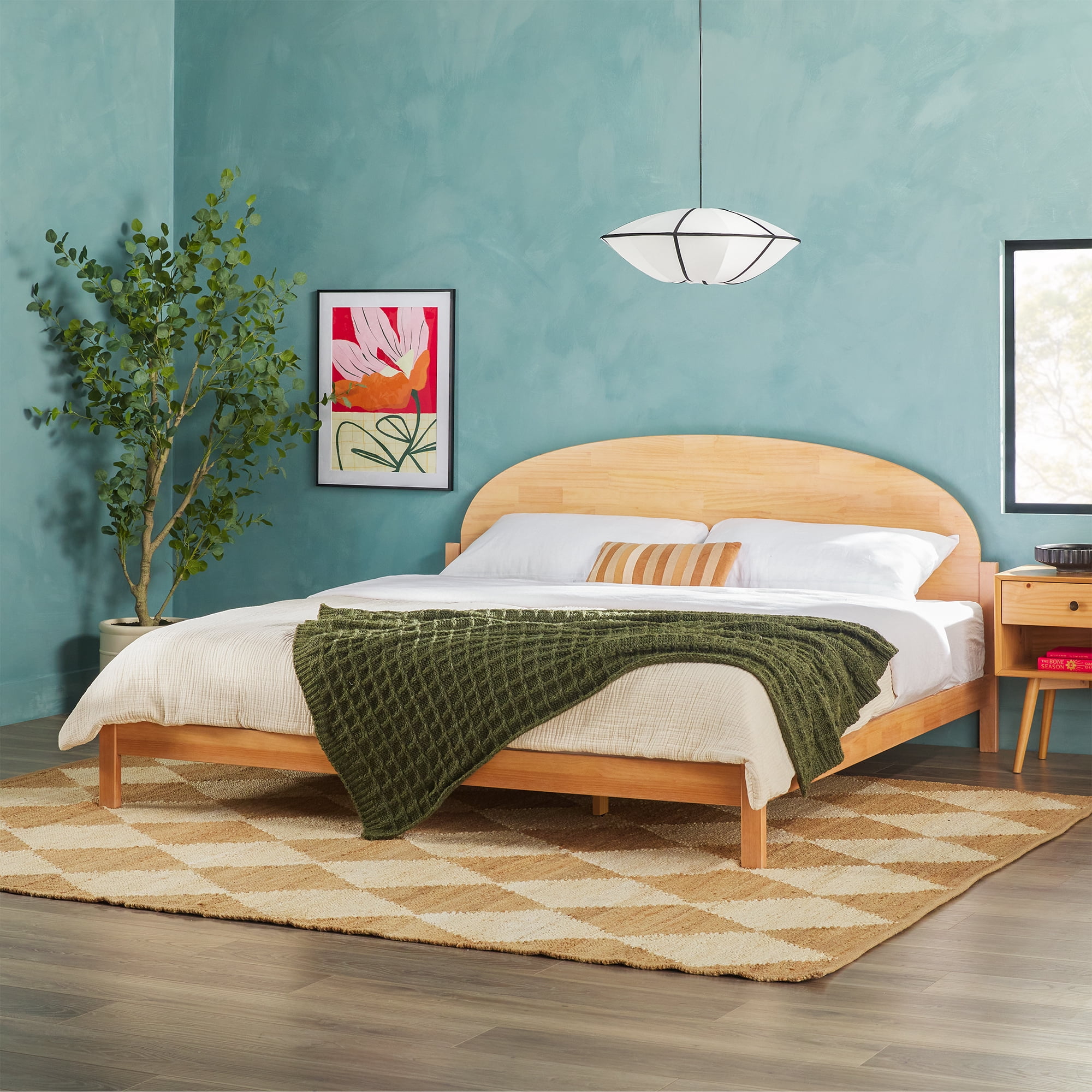 Walker Edison Modern King Bed with Curved Headboard - Cerused White ...