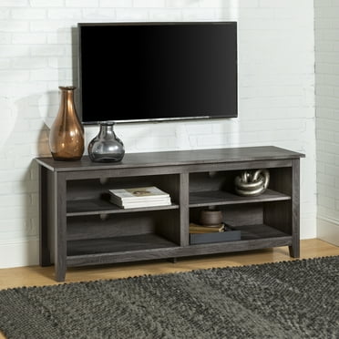 Woven Paths Open Storage TV Stand for TVs up to 80", Traditional Brown ...