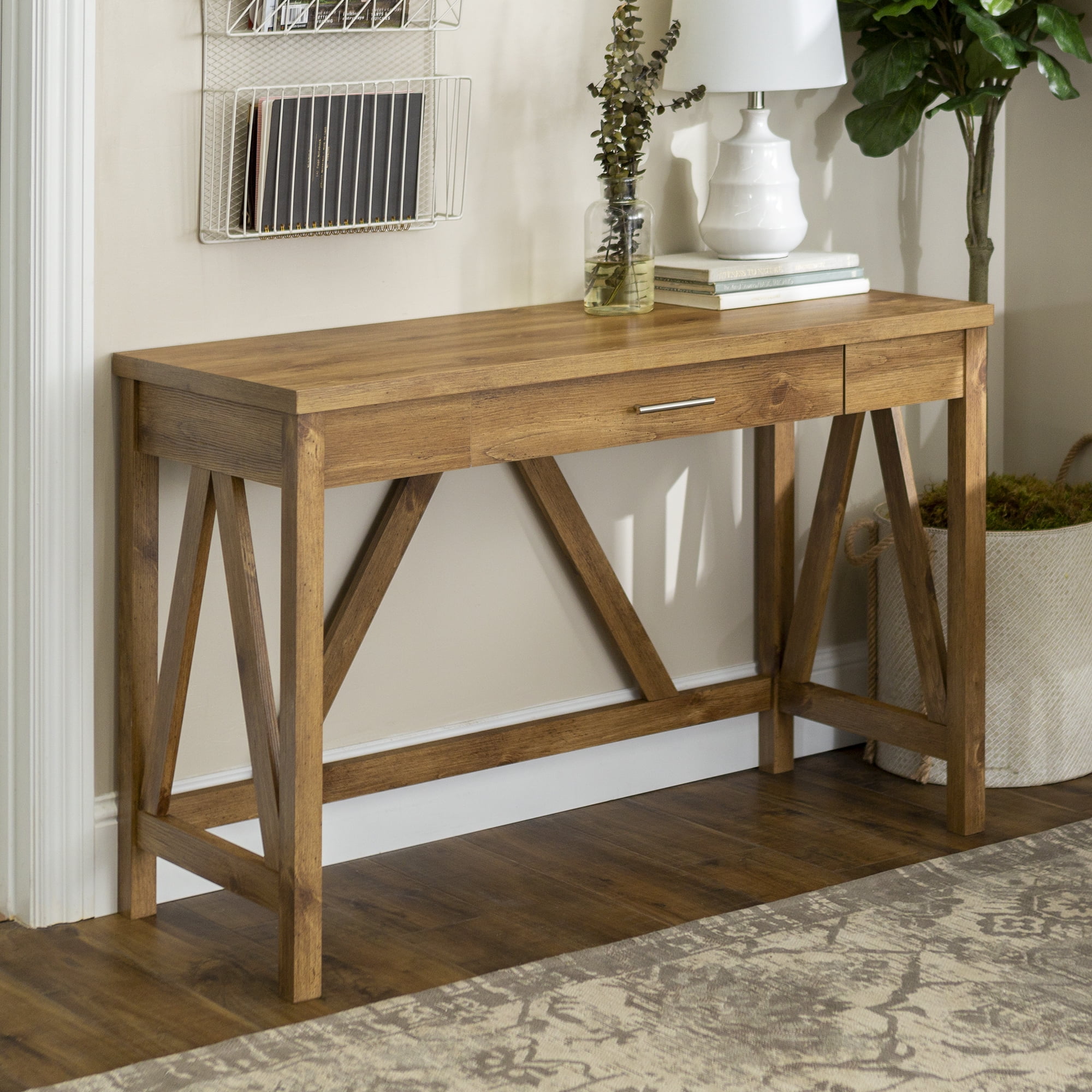 Walker Edison Rustic Farmhouse Computer Writing Desk with Drawer ...