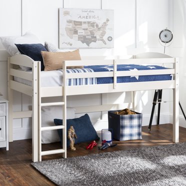 Costway Twin Low Loft Bunk Junior Bed, Kids Wood Assembly, Sturdy with ...