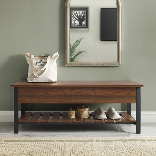 Walker Edison Storage Bench, Dark Walnut - Walmart.com