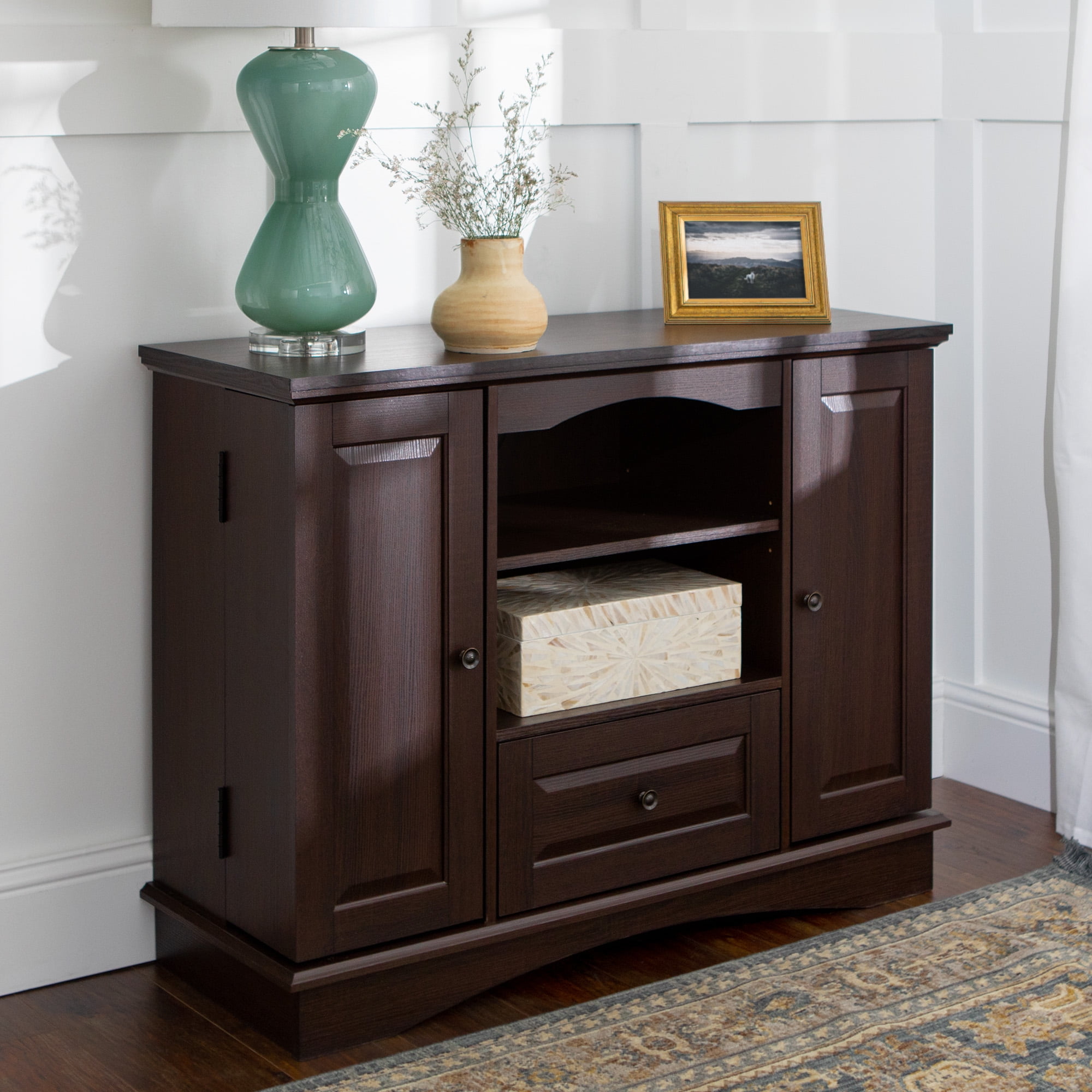 Walker Edison Traditional Tall TV Stand for TVs up to 48" - Espresso ...