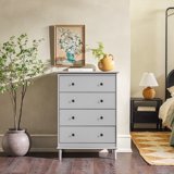Walker Edison Transitional 4-Drawer Solid Wood Dresser, Grey - Walmart.com