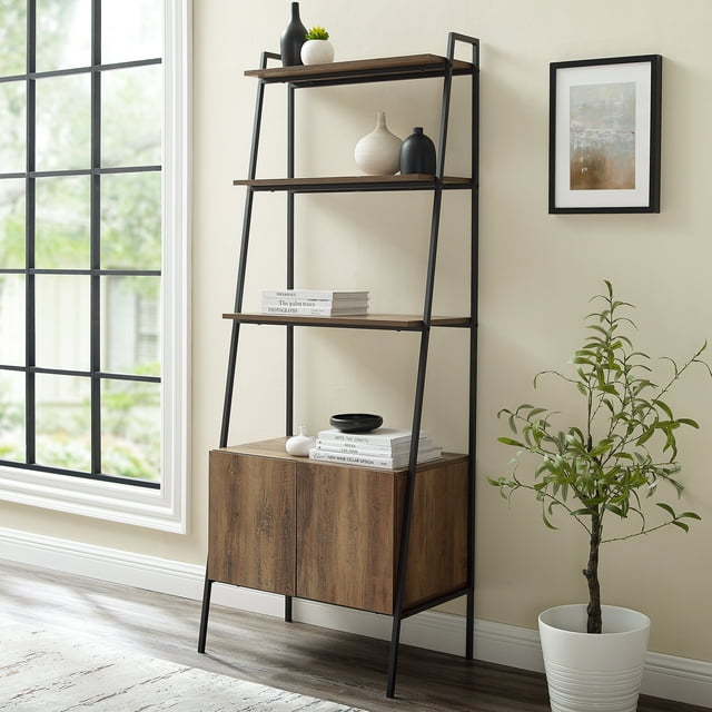 Free Shipping! Walker Edison Urban Industrial 4-Shelf Ladder Bookcase ...