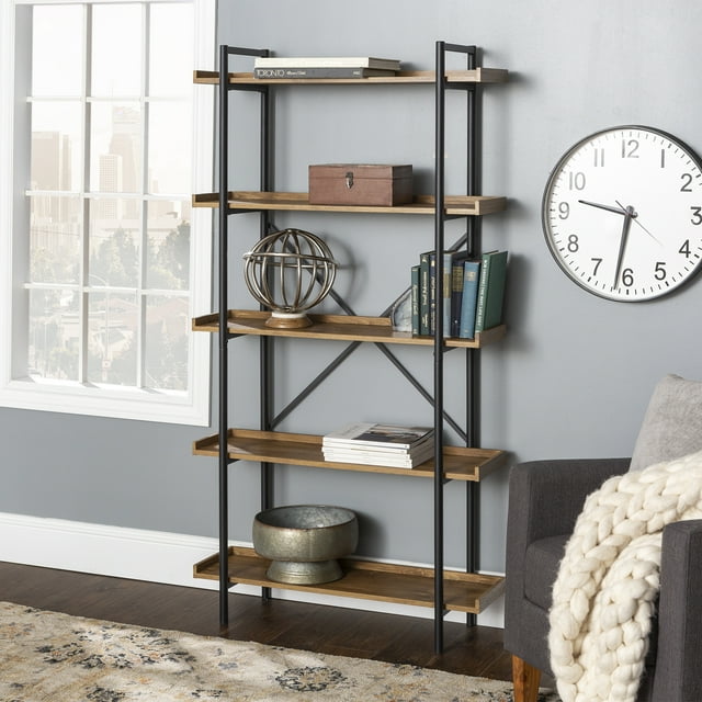 Walker Edison Urban Pipe Rustic Industrial Bookcase, Barnwood - Walmart.com