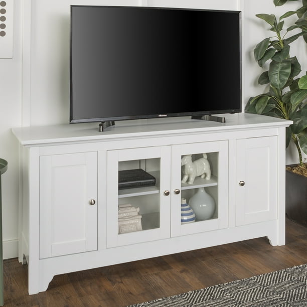 Walker Edison White Wood TV Stand for TVs up to 58" - Walmart.com