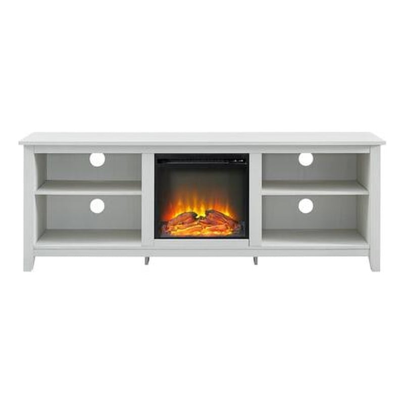 Walker Edison Wren Classic 4 Cubby Fireplace Stand for TVs up to 80 ...
