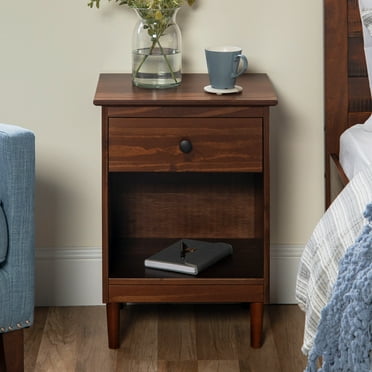 Walker Edison Mid-Century Modern 2-Drawer Solid Wood Nightstands ...
