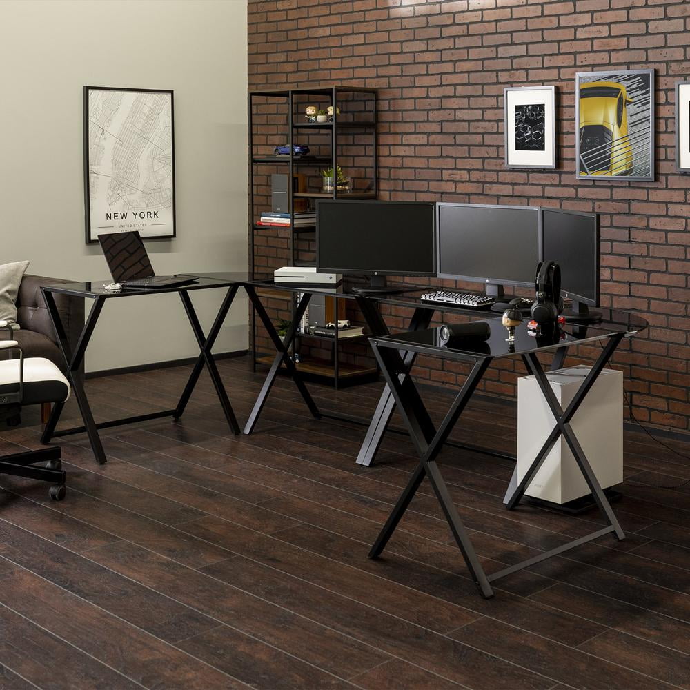 Contemporary X-Leg Command Center Computer and Gaming Desk - Black ...