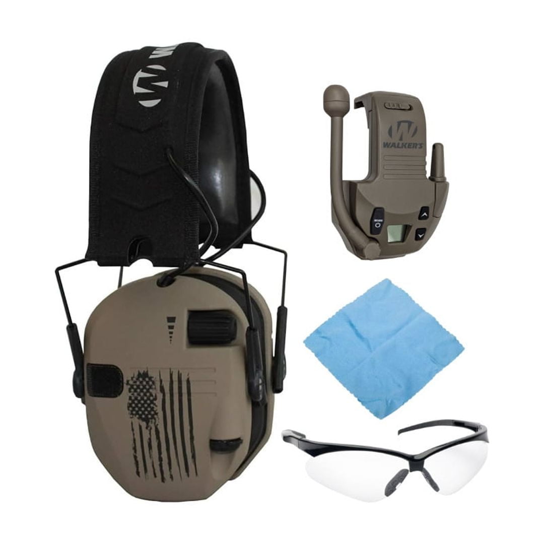 Walker’s Razor Digital Electronic Ear Muff (US Flag-FDE) Bundle with 22 ...