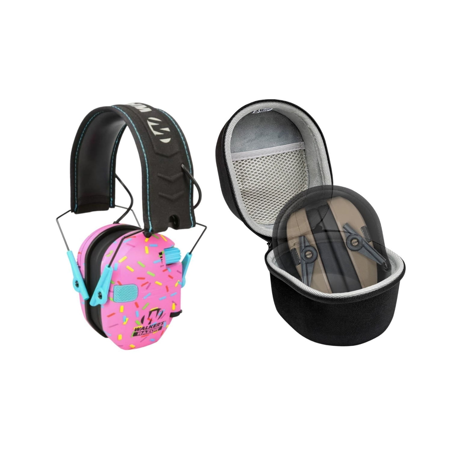 Walker's Razor Slim Electronic Ear Muffs (Pink Sprinkles) Bundle with ...