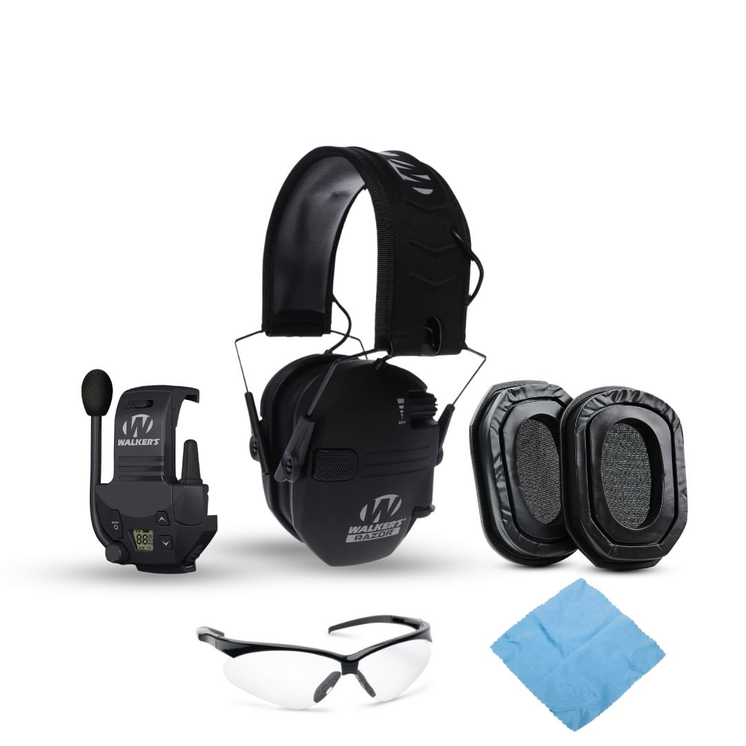 Walker's Razor Slim Electronic Earmuffs (Black) Bundle with Walkie ...