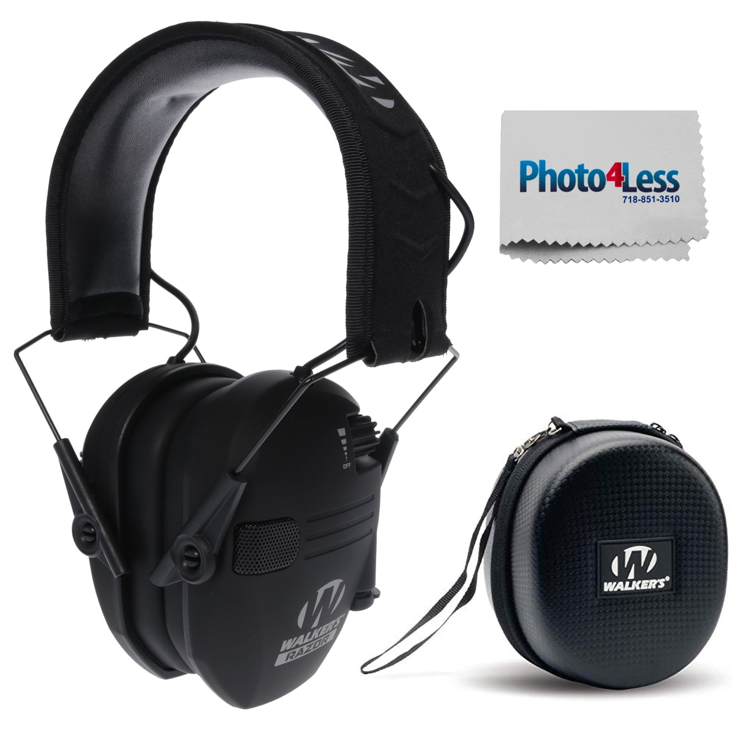 Walker's Razor Slim Electronic Hearing Protection Muff - Black, Bundle ...