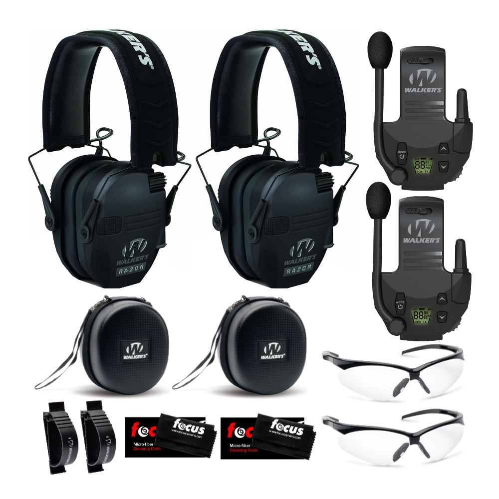 Walker's Razor Slim Electronic Muff (Black, 2-Pack) with Accessory ...