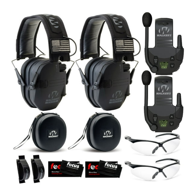 Walker's Razor Slim Electronic Muff, 2-Pack Black Patriot, Sports & Shooting Ear Protection ...