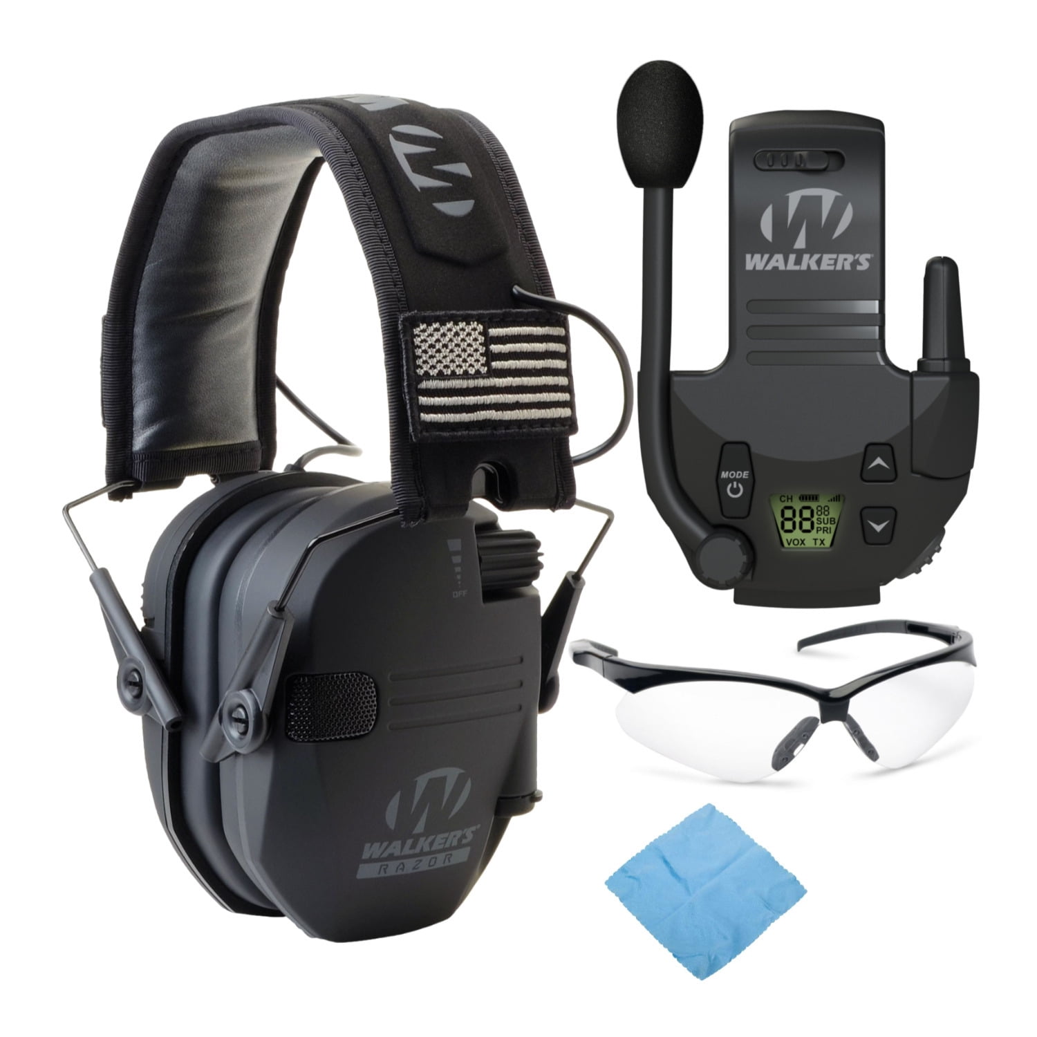 Walker's Razor Slim Electronic Muff (Black Patriot Version) Bundle - Walmart.com