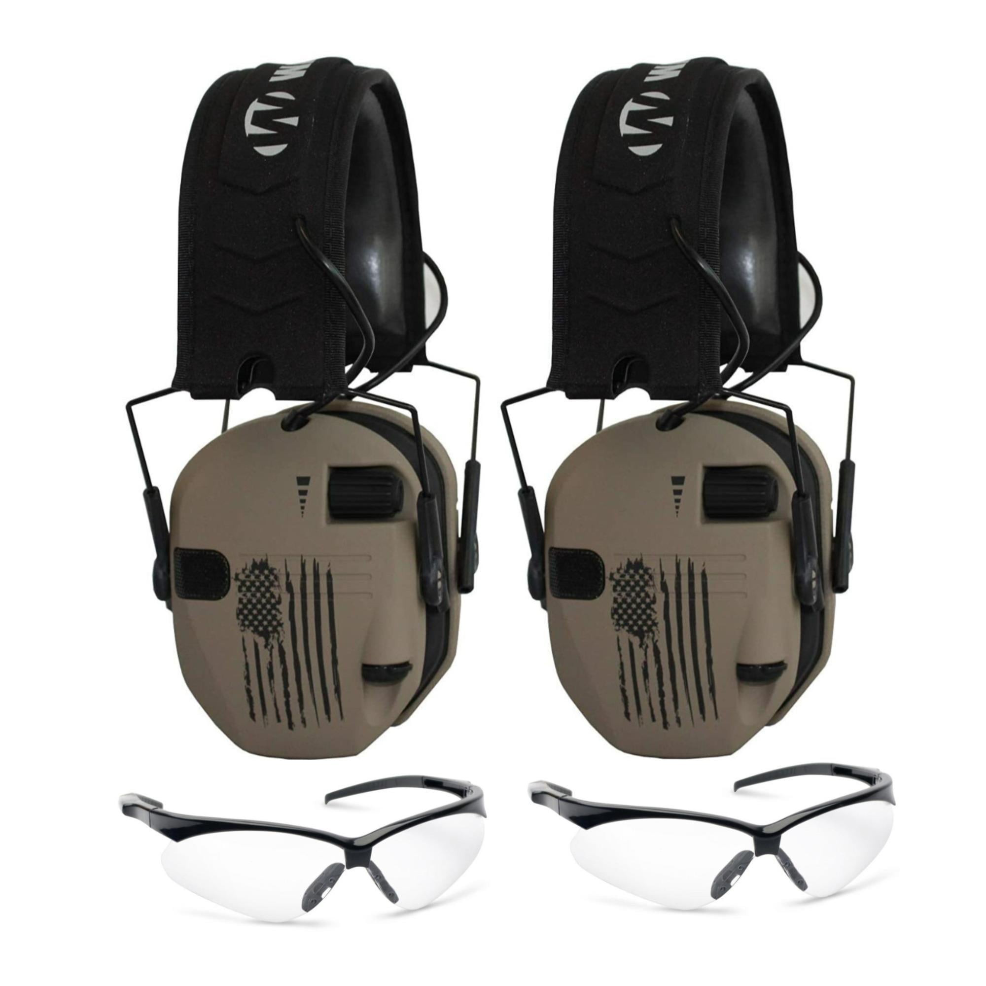 Walker's Razor Slim Electronic Shooting Earmuffs and Glasses (US Flag ...