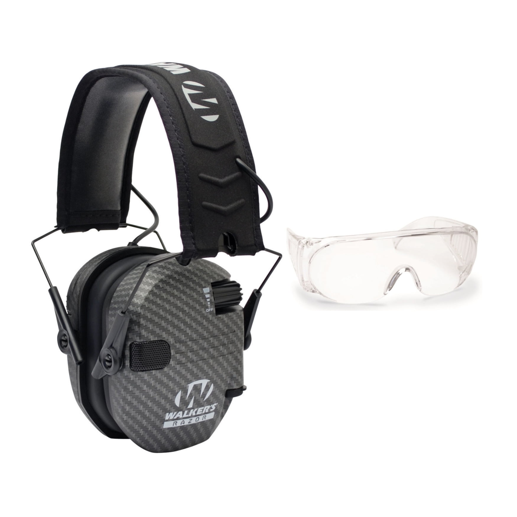 Walker's Razor Slim Shooting Muffs (Carbon) with OTG Safety Glasses ...