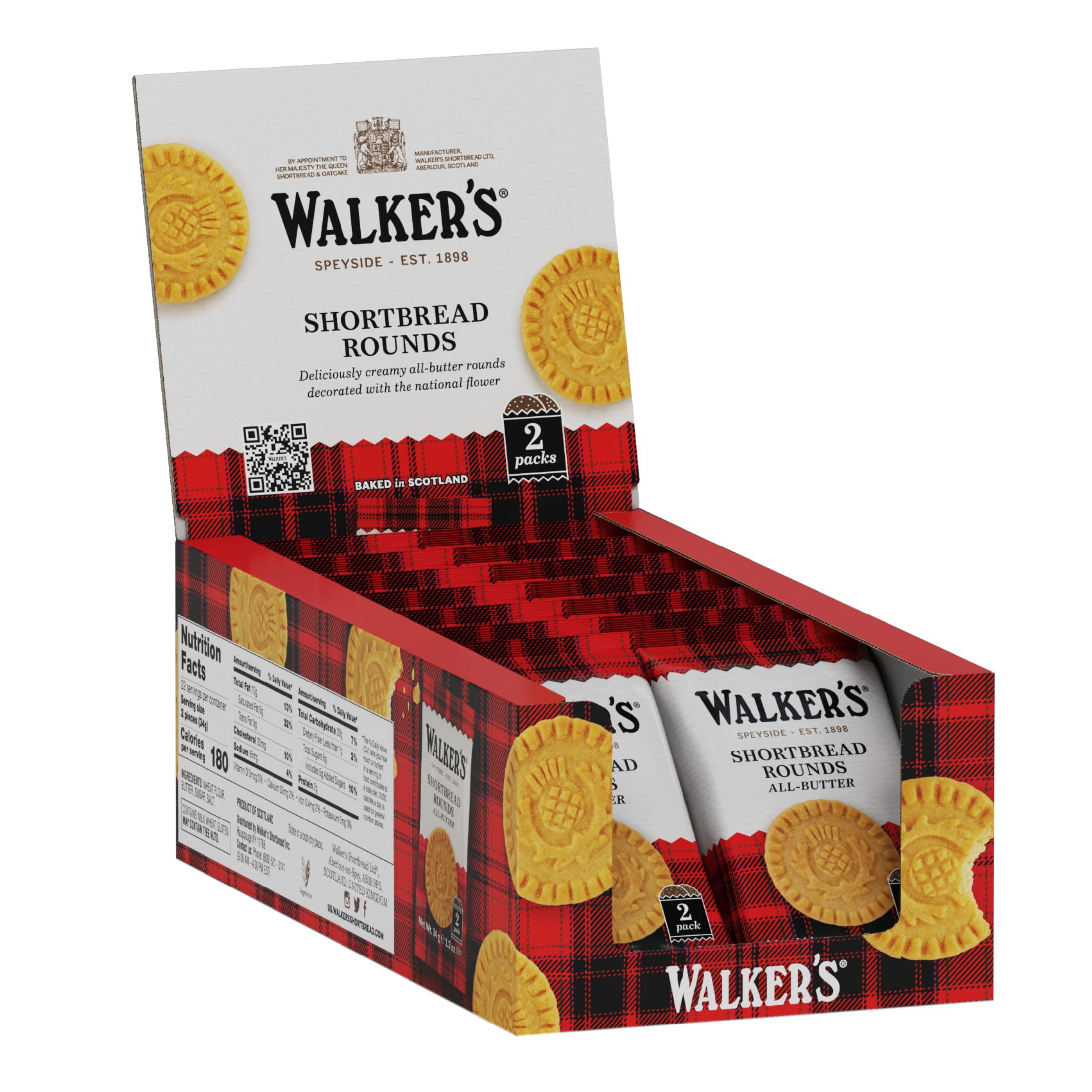 Walker's Shortbread Rounds Snack Packs, 22 Packs of 2 (Packaging May ...