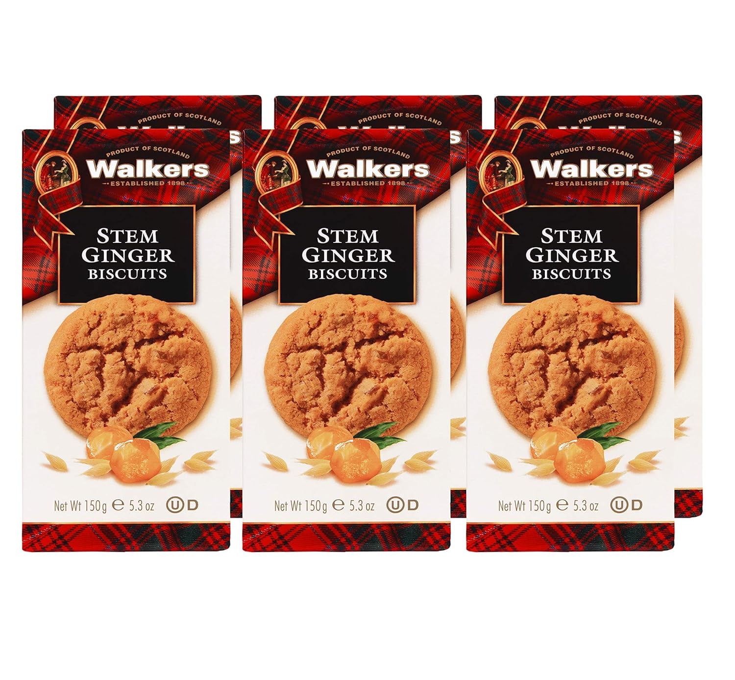 Walker's Shortbread Stem Ginger Biscuits, Scottish Cookies, 5.3 Oz ...