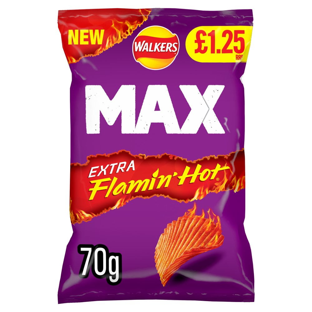 Walkers Max Extra Flamin' Hot Sharing Bag Crisps 70g (pack of 15 ...