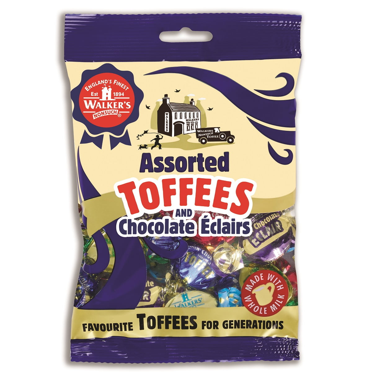 Walkers Nonsuch Assorted Toffees and Chocolate Eclairs 150g (Pack of 6 ...