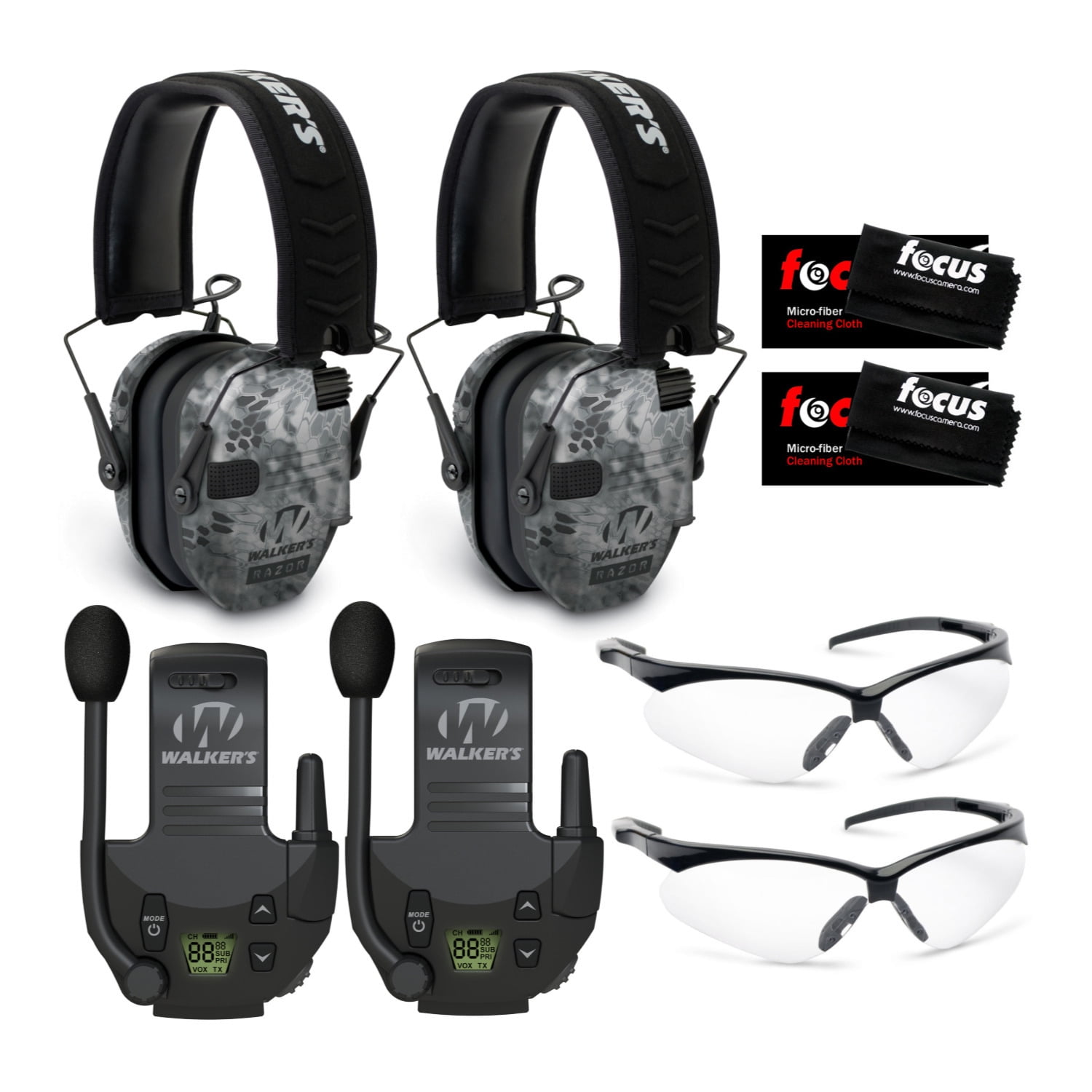 Walkers Razor Slim Electronic Muffs (Raid, 2-Pack) with Walkie Talkies ...