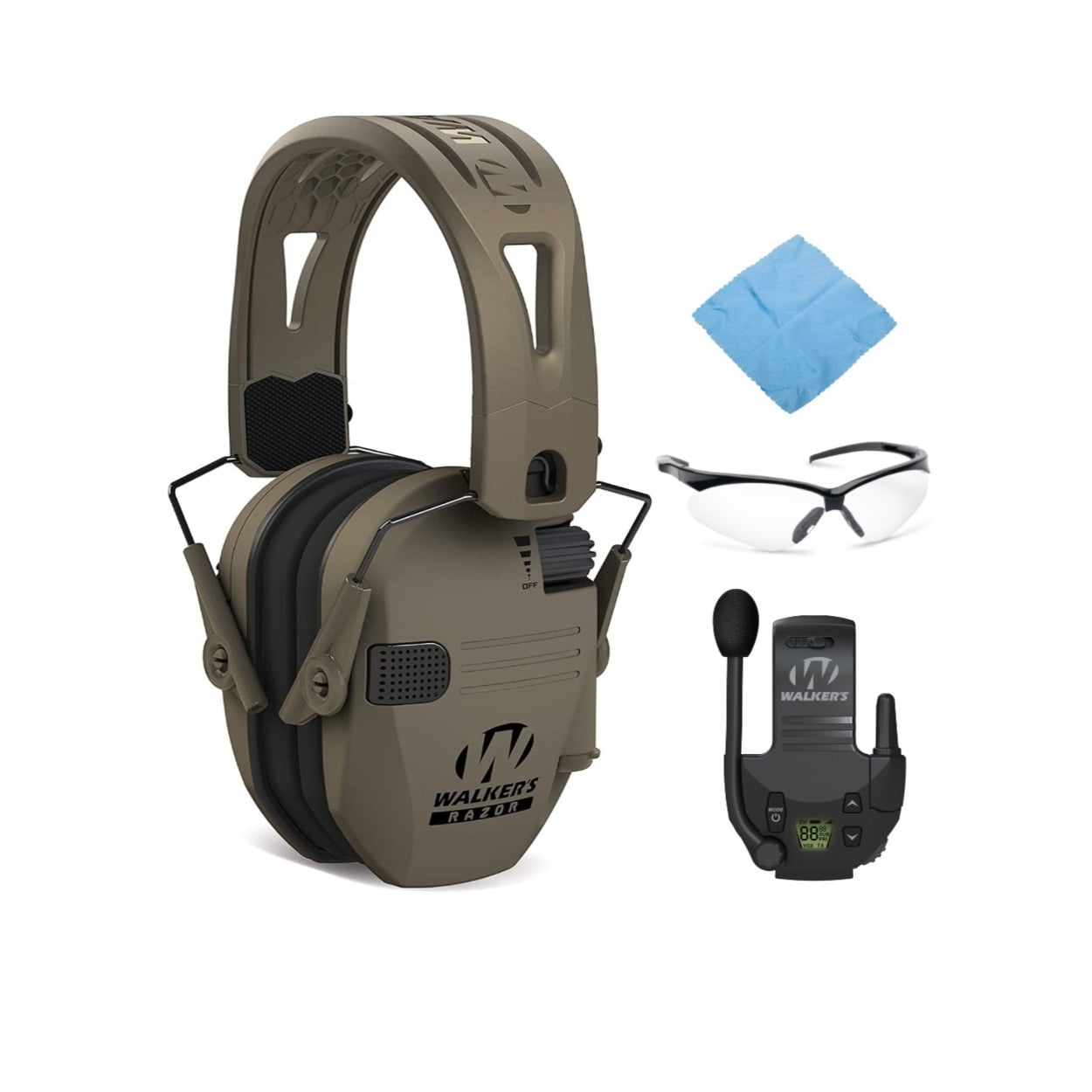 Walkers Razor Tacti-Grip with FDE Rubber Headband (Earth) w/Walkie ...