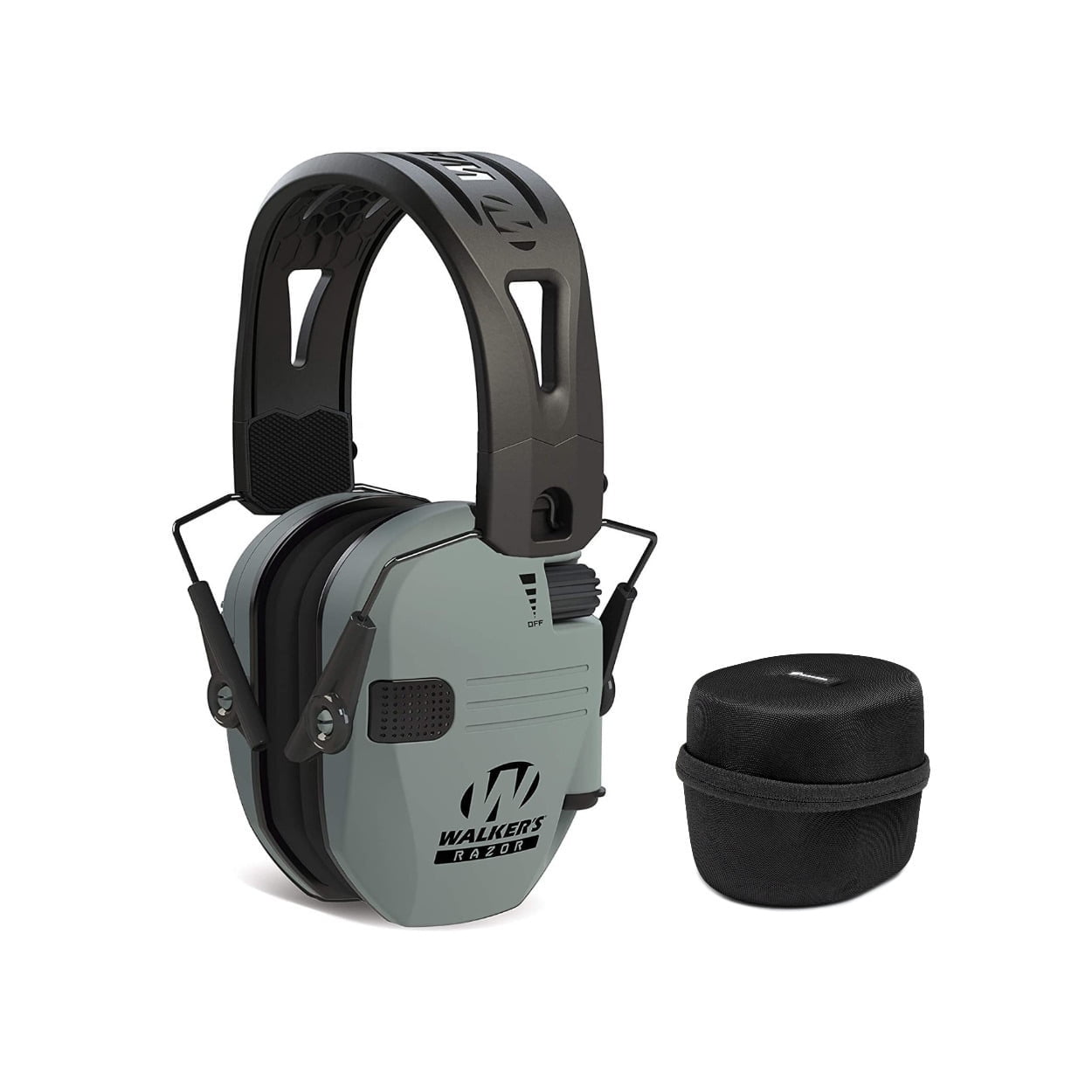 Walkers Razor Tacti-Grip with Rubber Headband (Gray) w/ Protective Case ...
