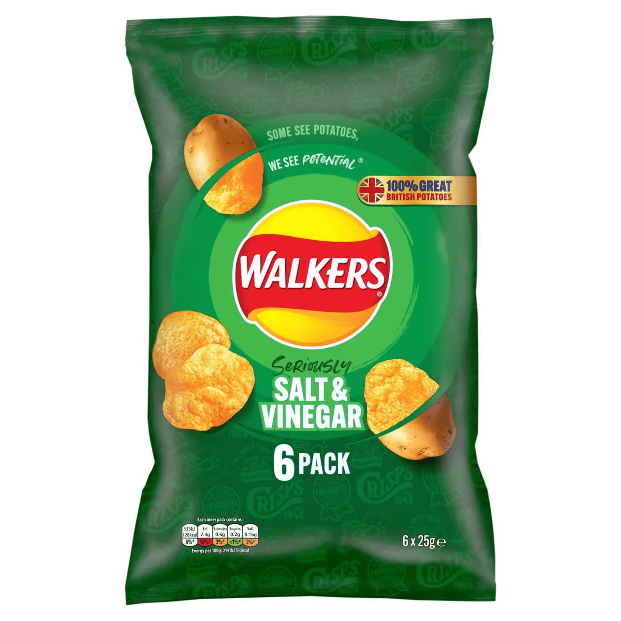 Walkers Salt & Vinegar Multipack Crisps - Walmart.com