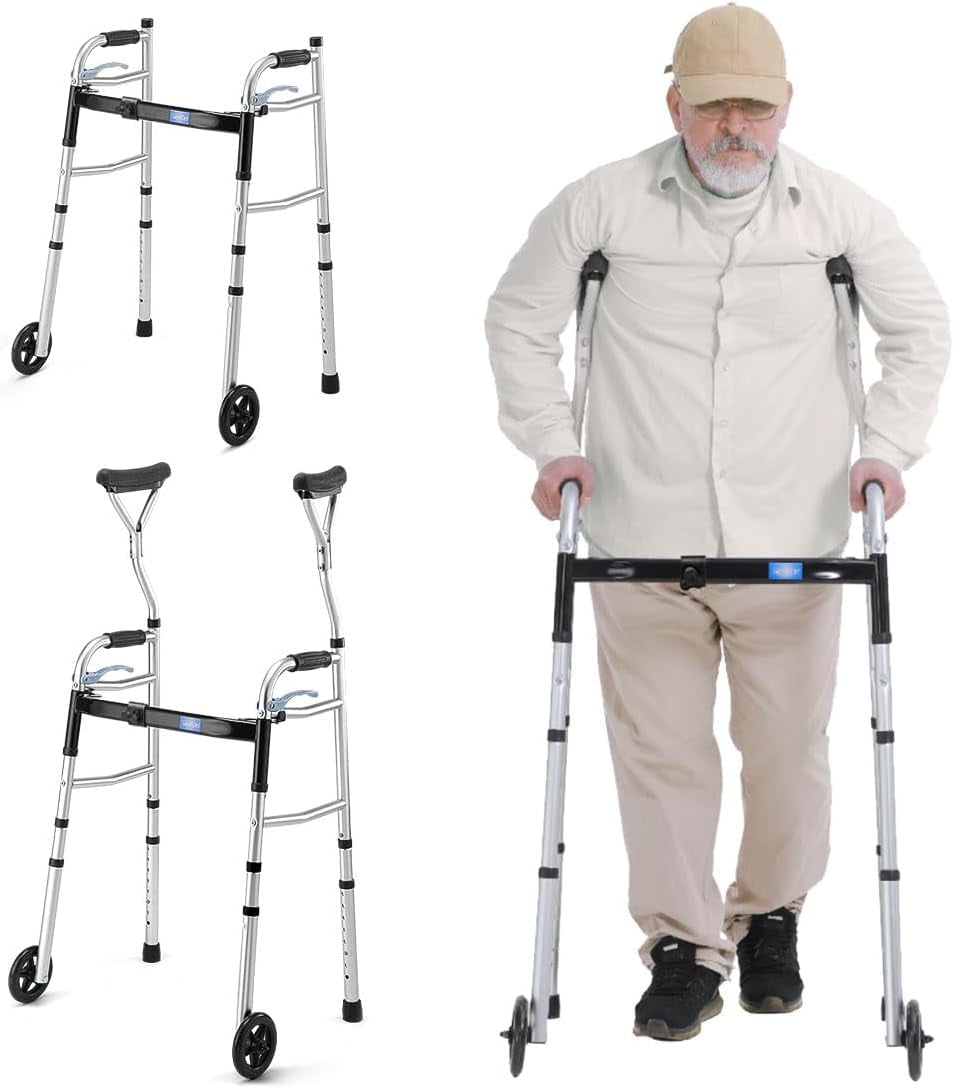 Walkers for Seniors, Foldable Standard Walker with Adjustable Width ...