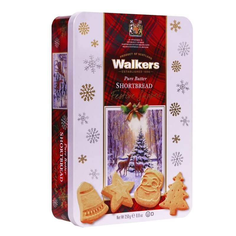 Walkers Shortbread Festive Shapes Tin, Pure Butter Mini Stars, 8.8oz ...