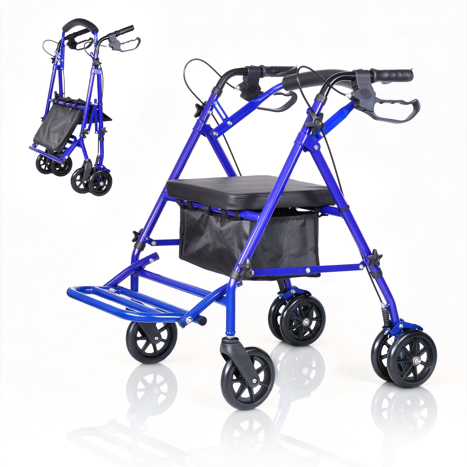 Walkers for Seniors,Rollator Walker with Seat, Foot Pedal, Underseat ...