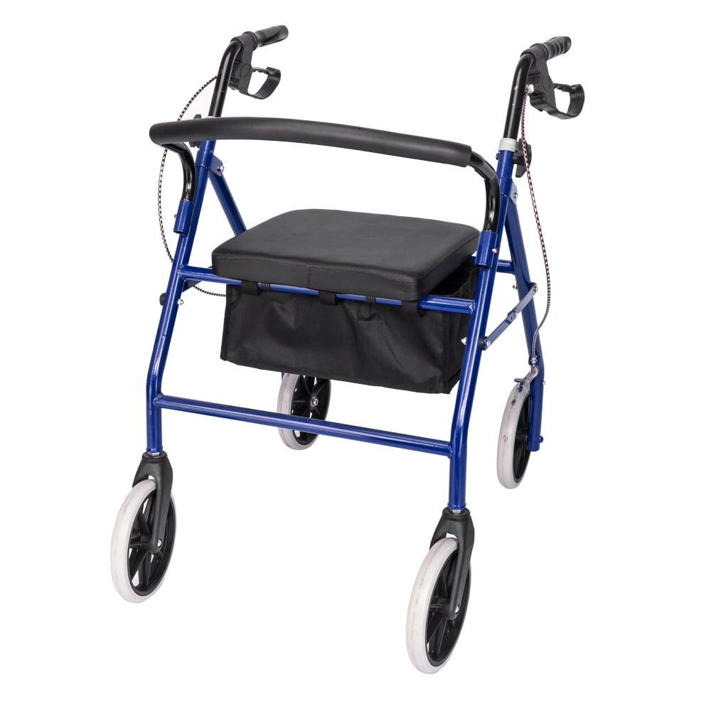 Walkers for Seniors with Seat, Steel Rolling Walker with 8-inch Wheels ...