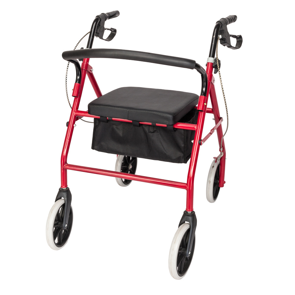 Walkers for Seniors with Seat, Steel Rolling Walker with 8-inch Wheels ...