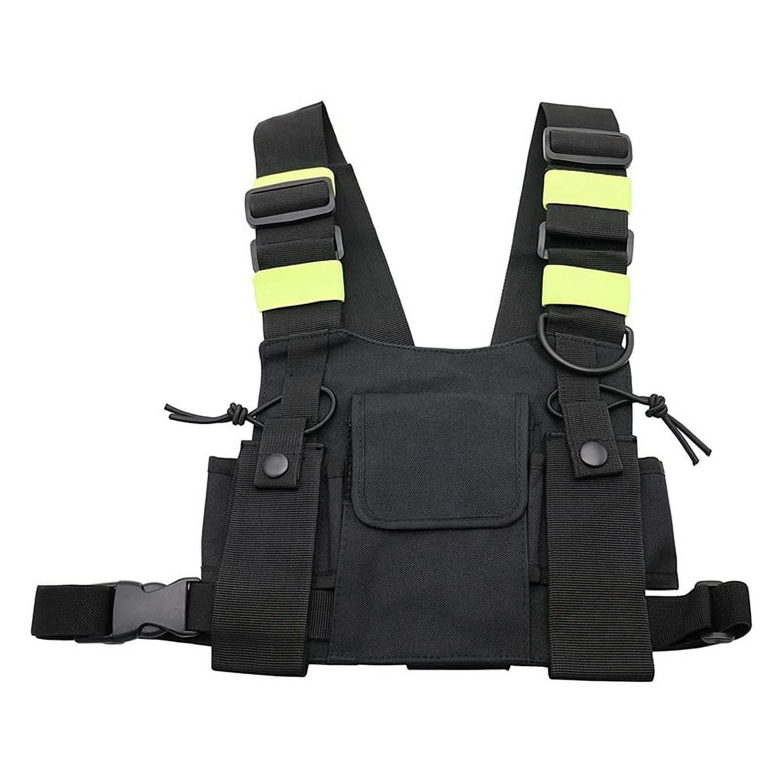 Walkie Talkie Double Chest Bag Radio Reflective Harness Holder Vest Rig ...