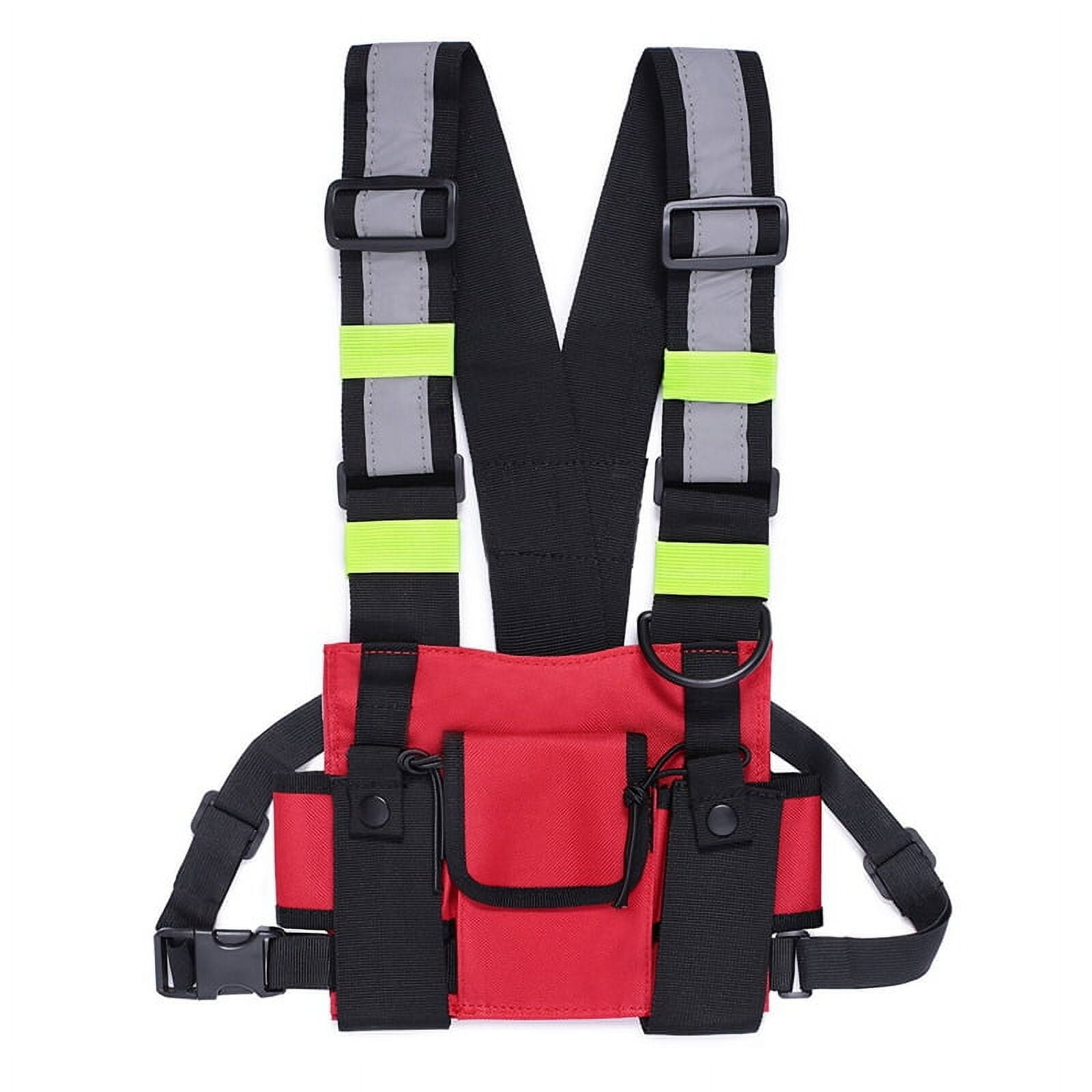 Walkie Talkie Double Chest Bag Radio Reflective Harness Holder Vest Rig ...