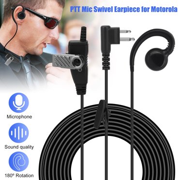2 Pin Advanced D Shape Clip-Ear Ptt Headset Earpiece Mic 2 Way Radios ...