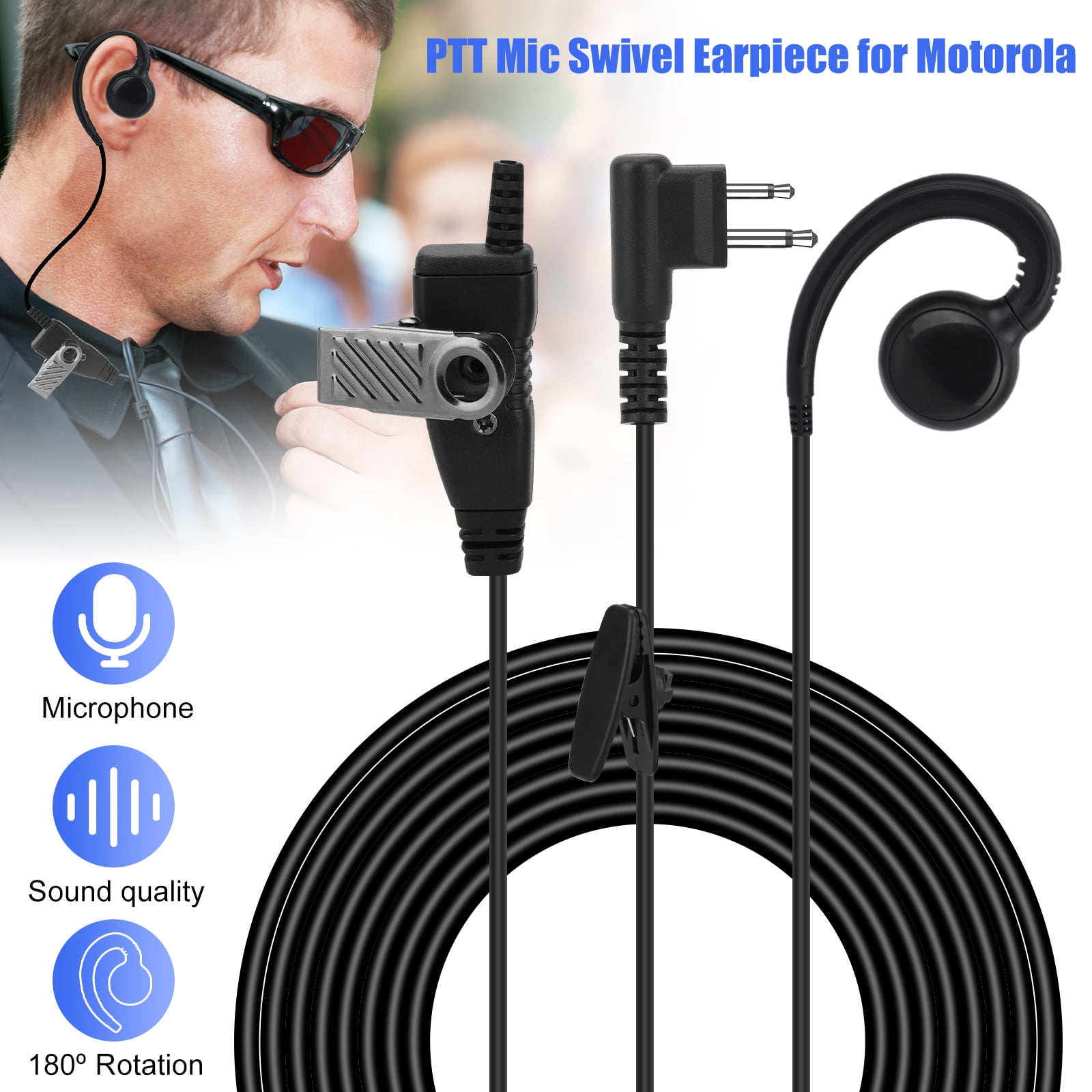 Walkie Talkie Earpiece, Noise Canceling Headset 2 Pin Acoustic Tube ...