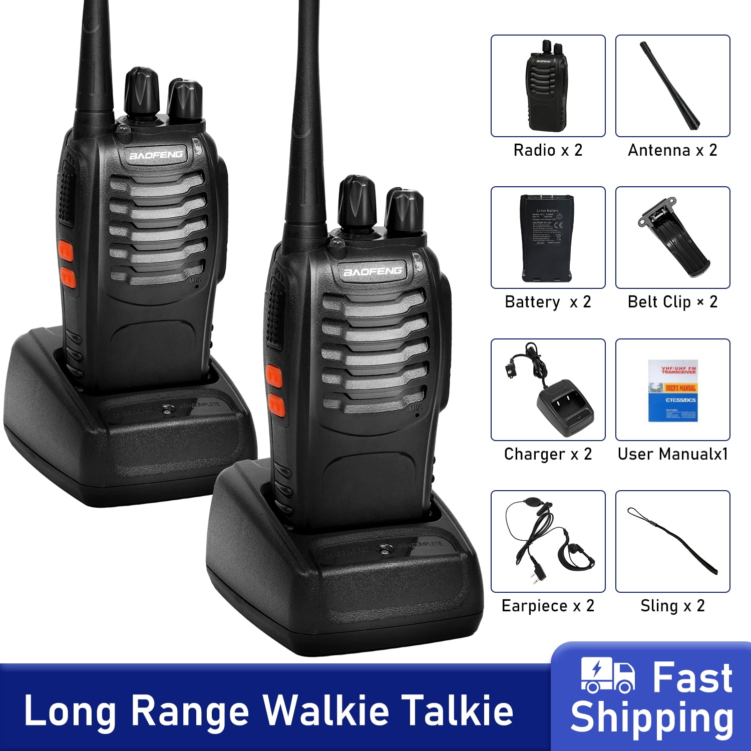 Walkie Talkie Rechargeable Two-Way Radios for Adults Long Range ...