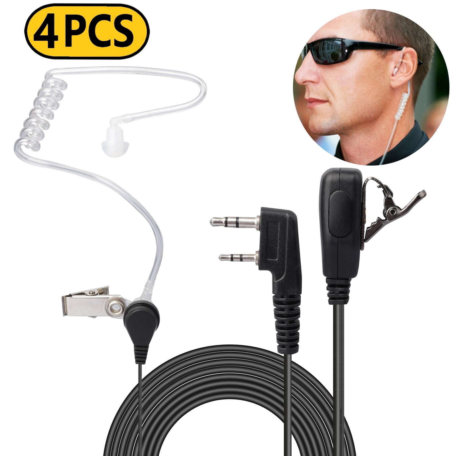 Walkie Talkies Earpiece with Mic, DISEN 2 Pin Covert Acoustic Tube ...