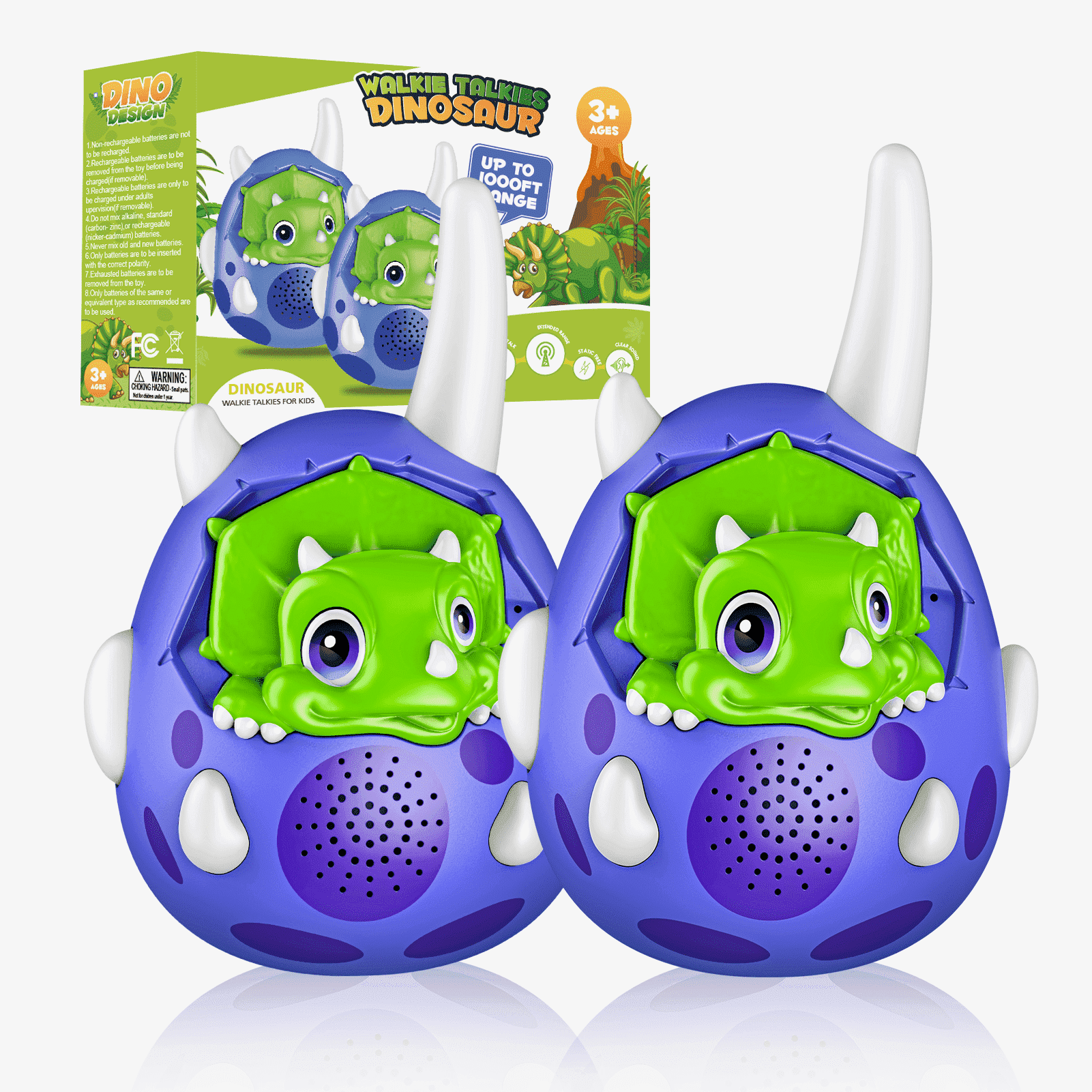 Dinosaur-Themed Walkie Talkies for Kids, 3-7 Years Old, Two-Way Radio ...